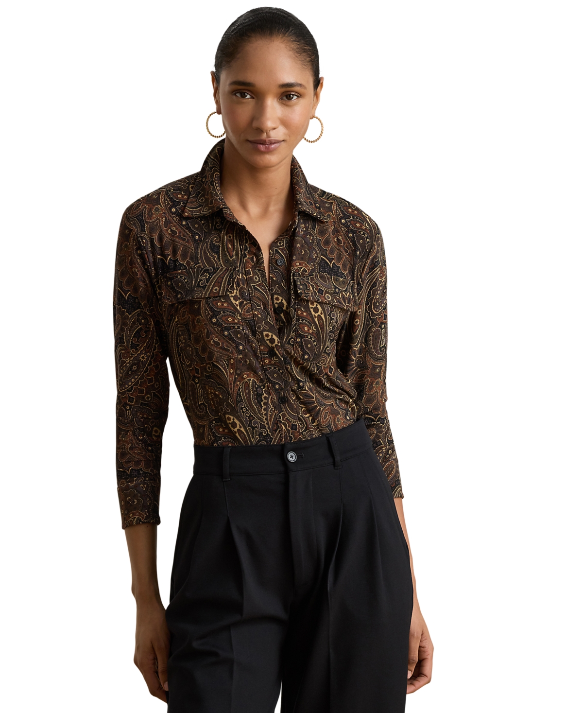 Click here for Lauren Ralph Lauren Petite Paisley Stretch Jersey... prices