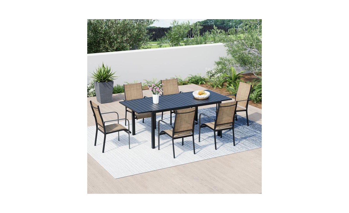 Click here for Erommy 7 Piece Patio Outdoor Dining Table And Chai... prices