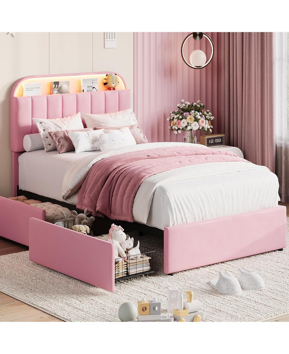 Click here for gaomon Bed Frame with 2 Flexible Drawers  Upholste... prices
