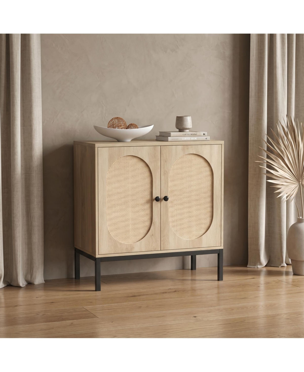 Click here for homfan 36 Inch Engineered Wood Oval Rattan Door Si... prices