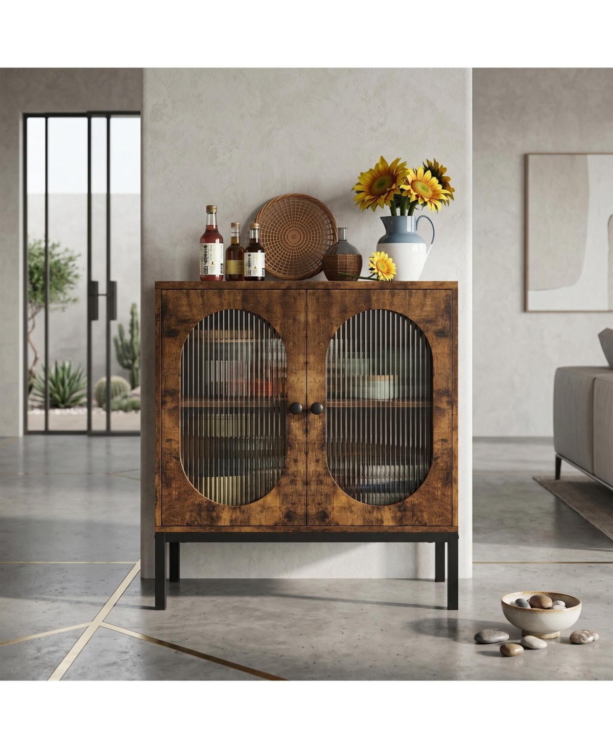 Click here for homfan 36 Inch Engineered Wood Oval Rattan Door Si... prices