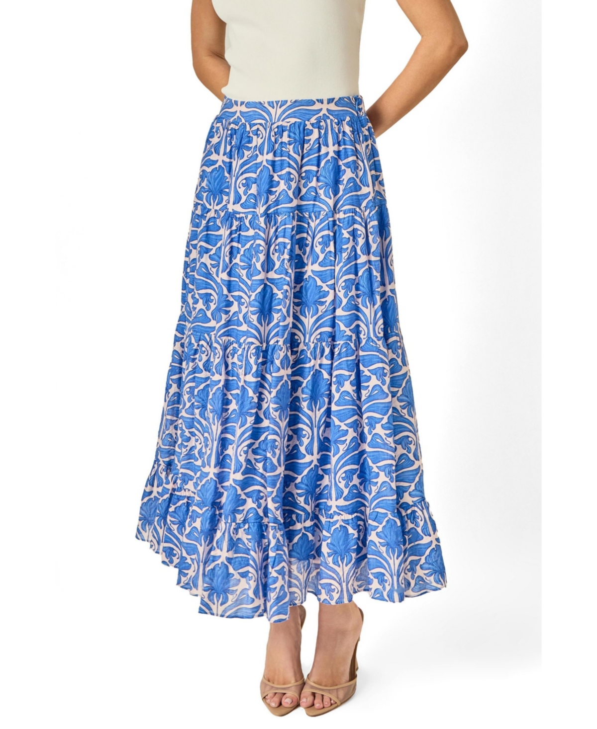 Click here for English Factory Womens Print Midi Skirt - Blue prices