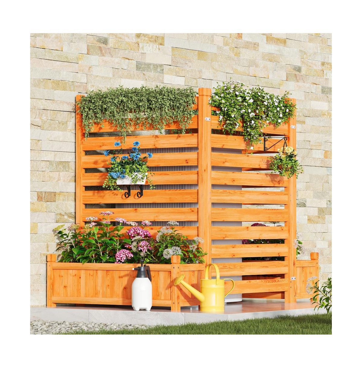 Click here for Aoxun Decorative Fence Planter Set of 3 C Cedar Wo... prices