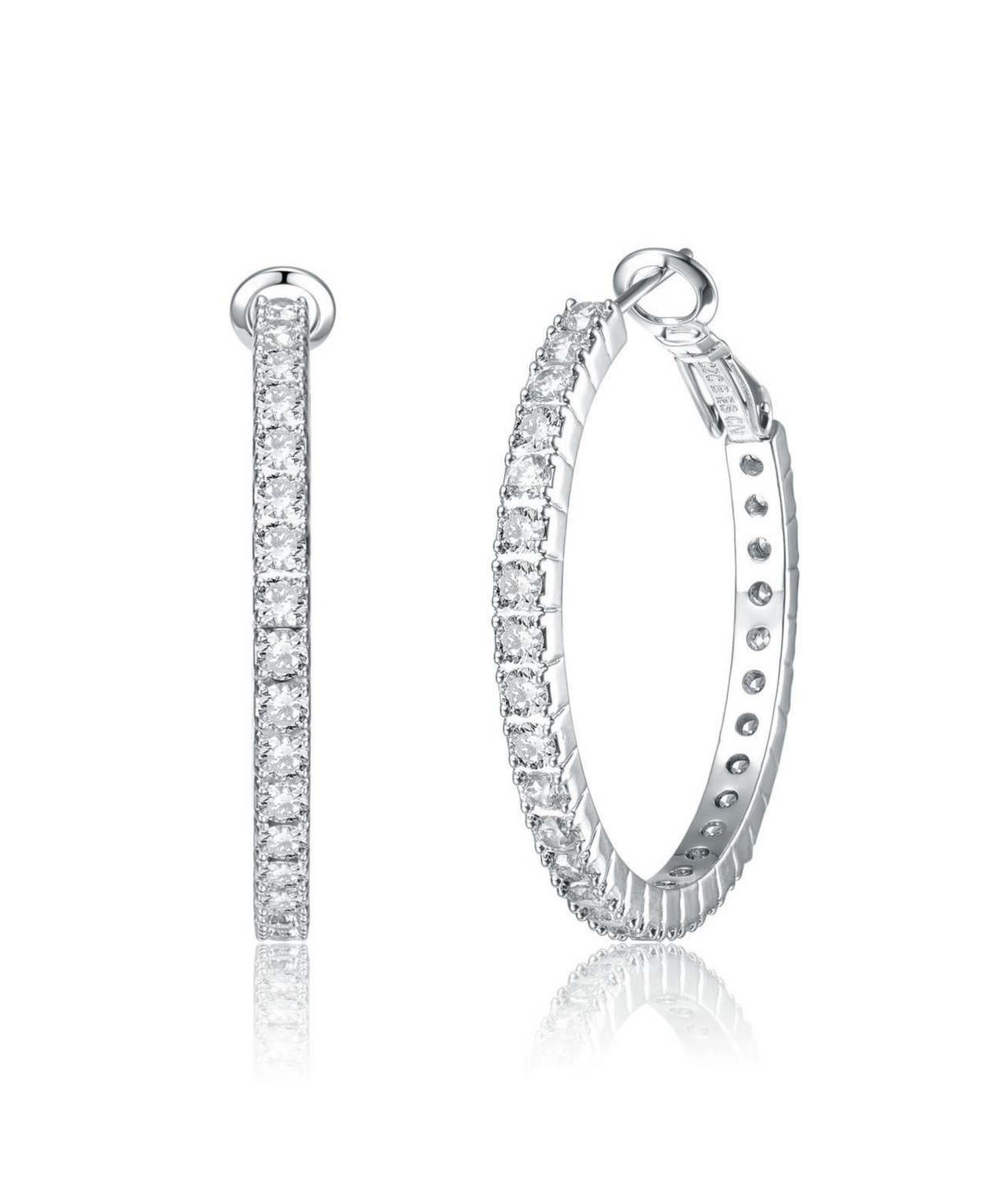 Click here for Rachel Glauber Chic White Gold Plated Cz Hinge Hoo... prices