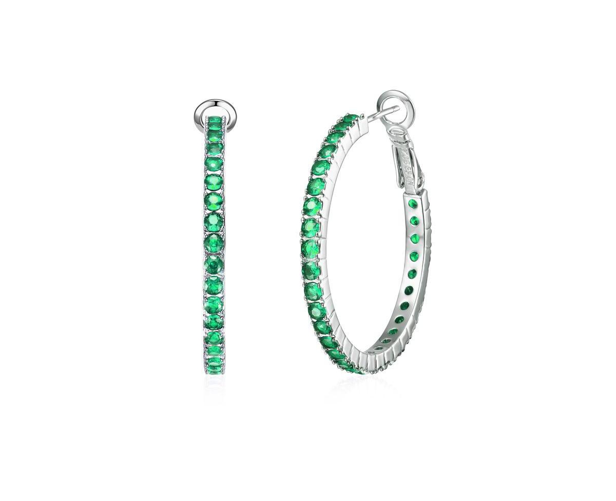 Click here for Rachel Glauber Chic White Gold Plated Cz Hinge Hoo... prices