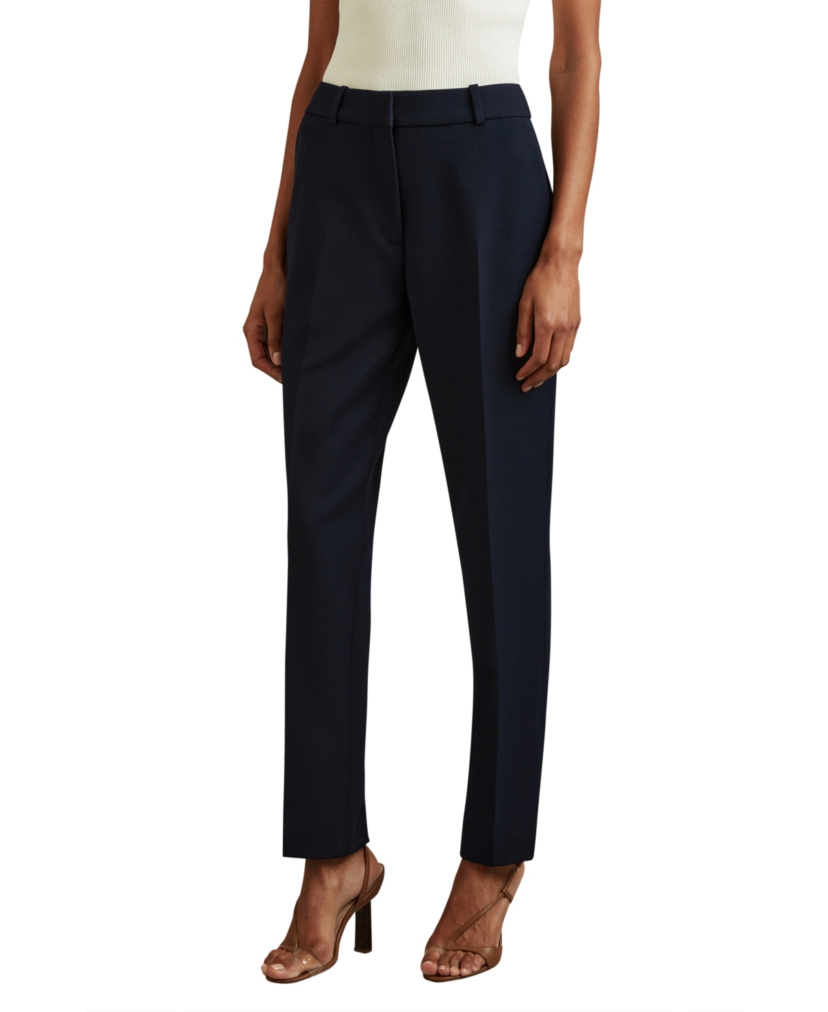 Click here for Reiss Womens Gabi Slim Leg Pants - Navy prices