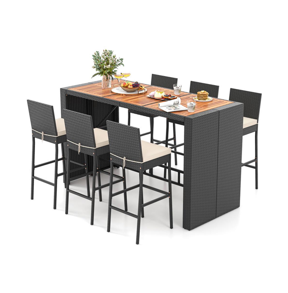 Click here for Boyel Living 7 Pieces Patio Rattan Bar Set with Se... prices