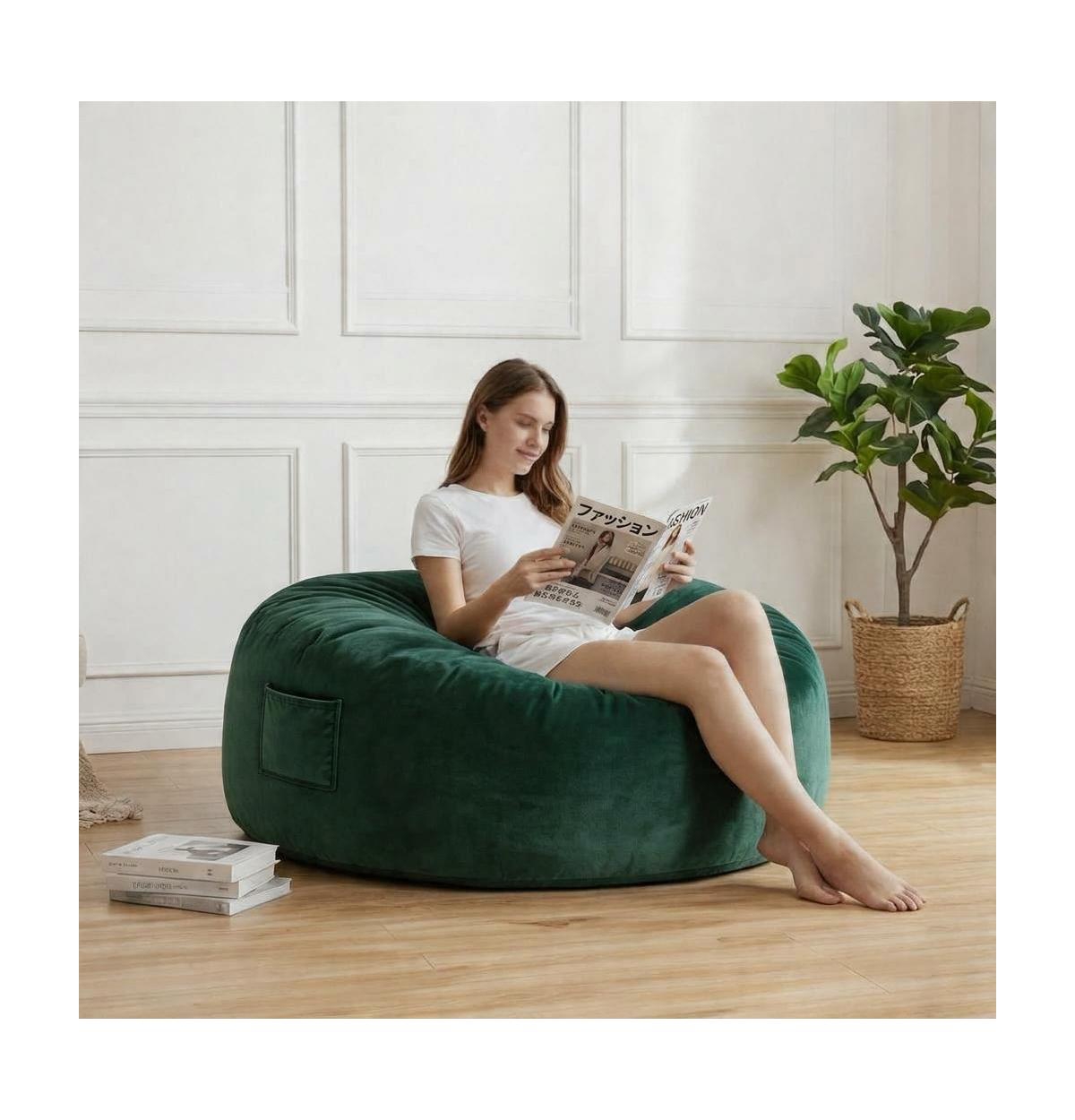 Click here for homfan Round Bean Bag Chair Memory Foam Velvet Con... prices