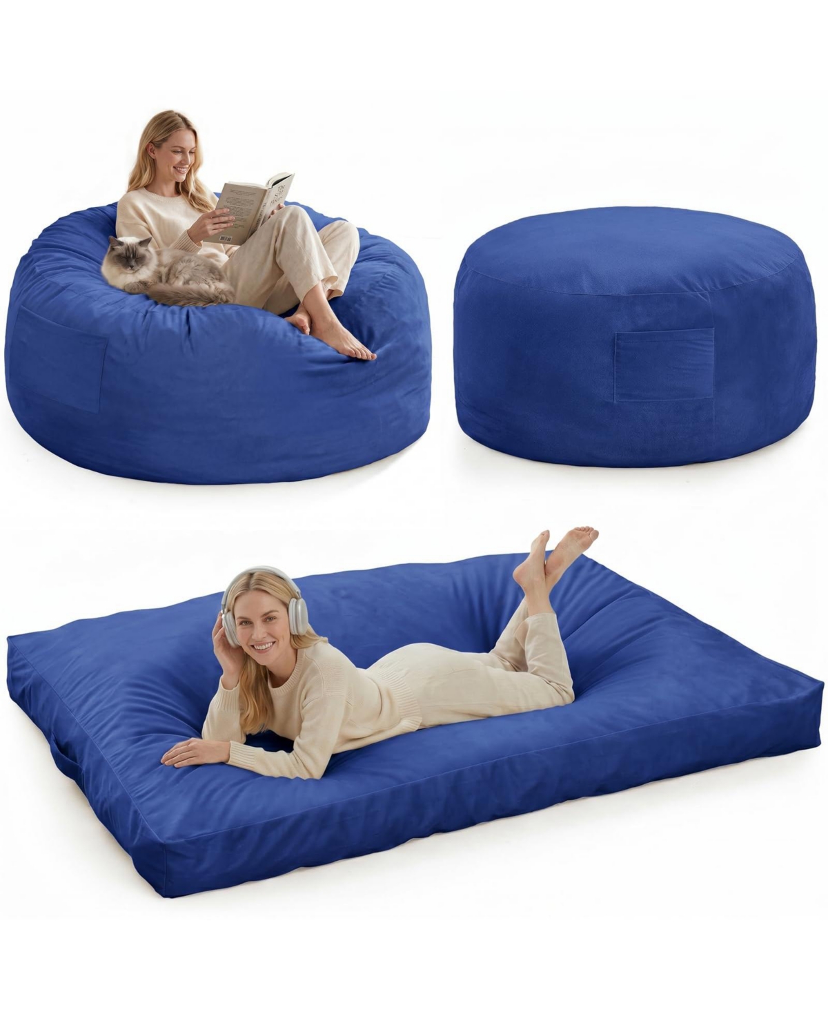Click here for homfan Round Bean Bag Chair Memory Foam Velvet Con... prices