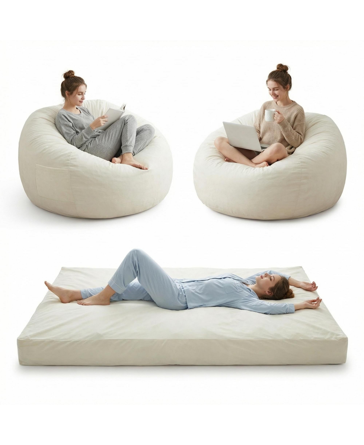 Click here for homfan Round Bean Bag Chair Memory Foam Velvet Con... prices
