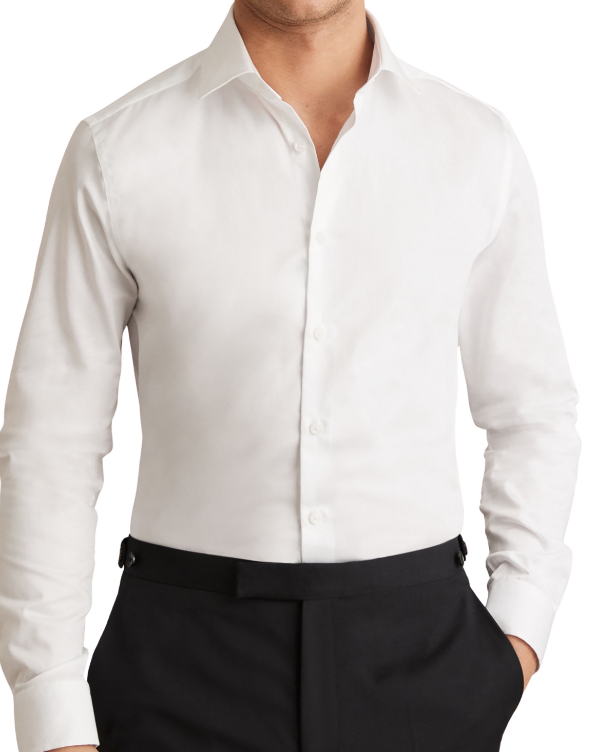 Click here for Reiss Mens Remote Reg Cotton Satin Shirt - White prices