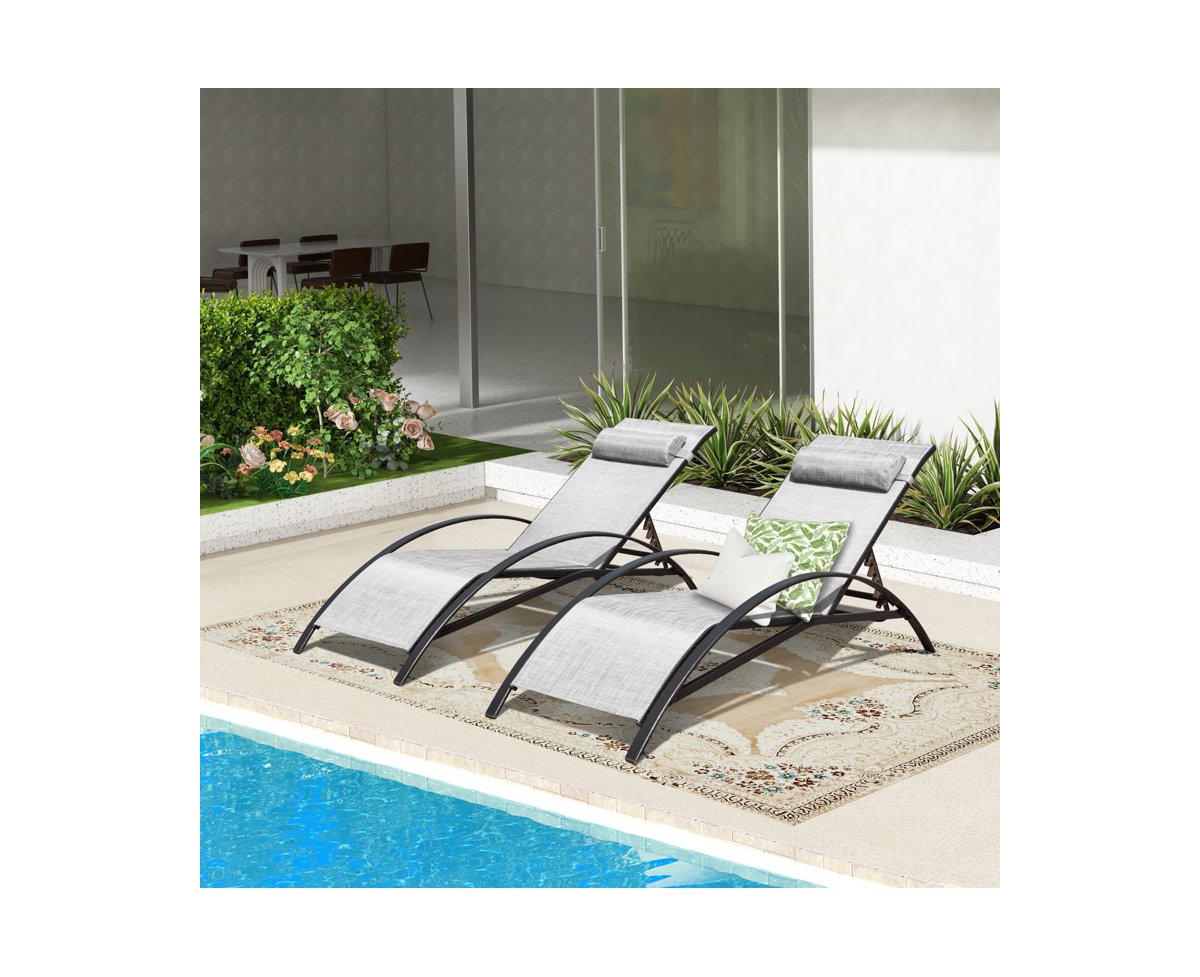 Click here for Erommy Outdoor Metal Chaise Lounge Set of 2 - Grey prices