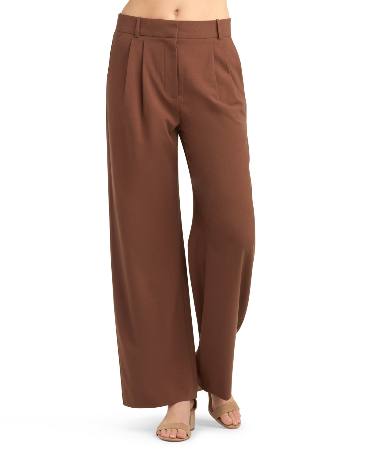 Click here for Bcx Juniors Pleated-Front Wide-Leg Pants - Brown prices