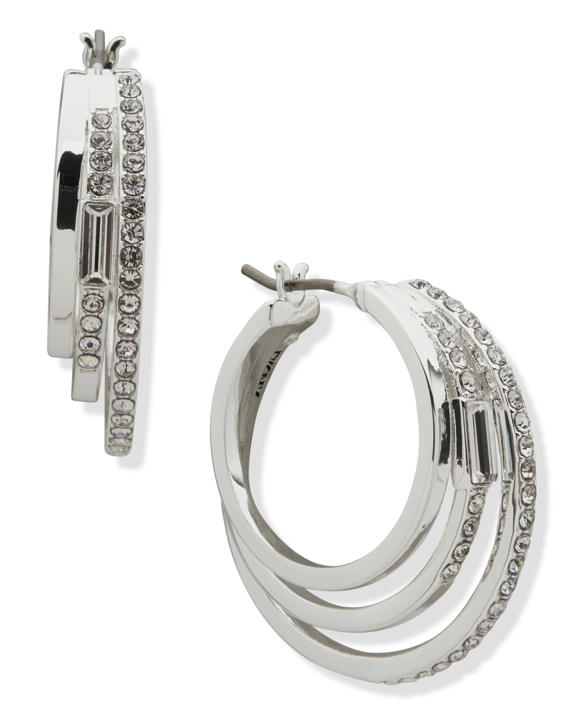 Click here for Dkny Silver-Tone Crystal Pave Double Hoop Earrings... prices