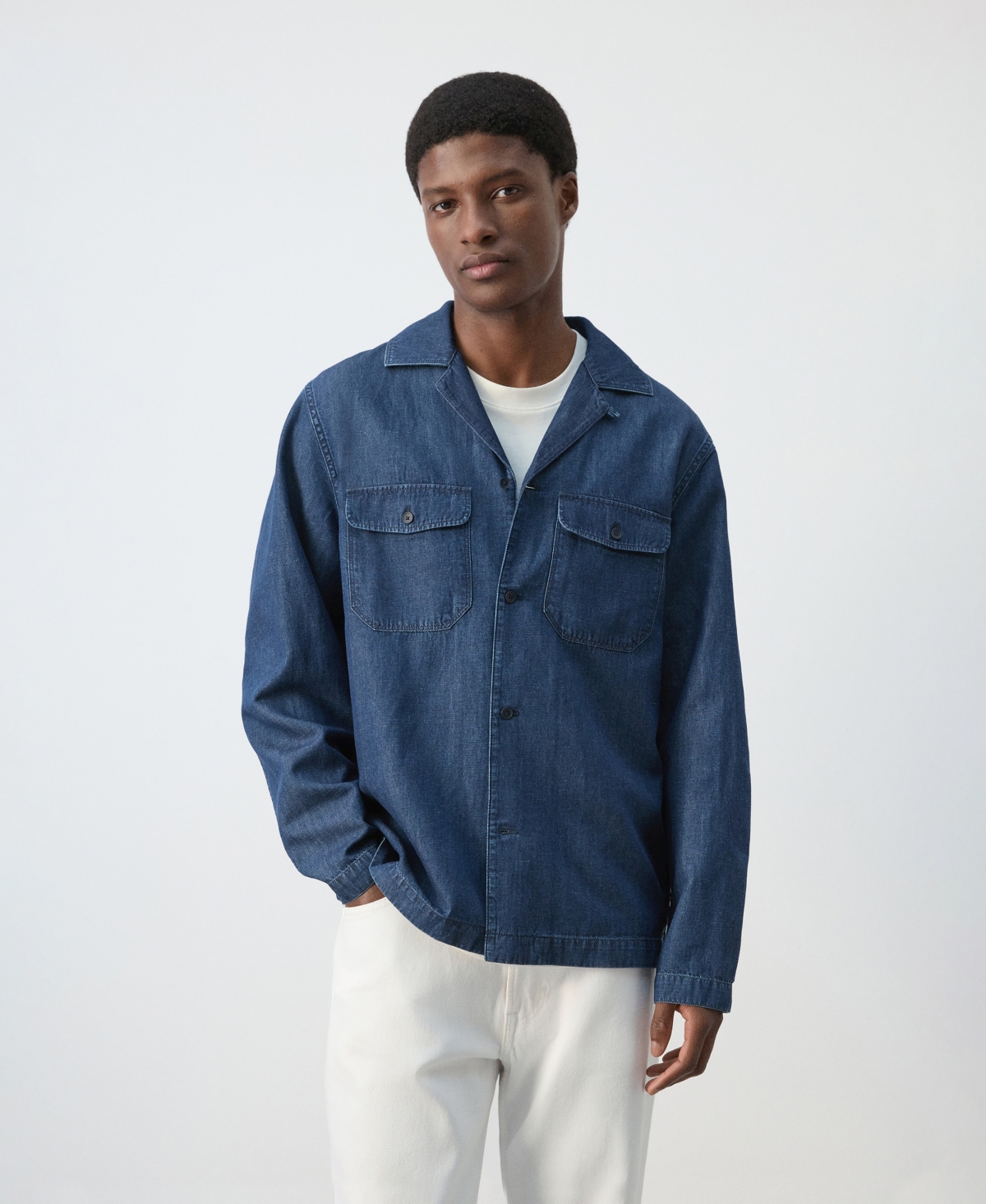 Click here for Mango Mens Pockets Denim Overshirt - Dark Blue prices