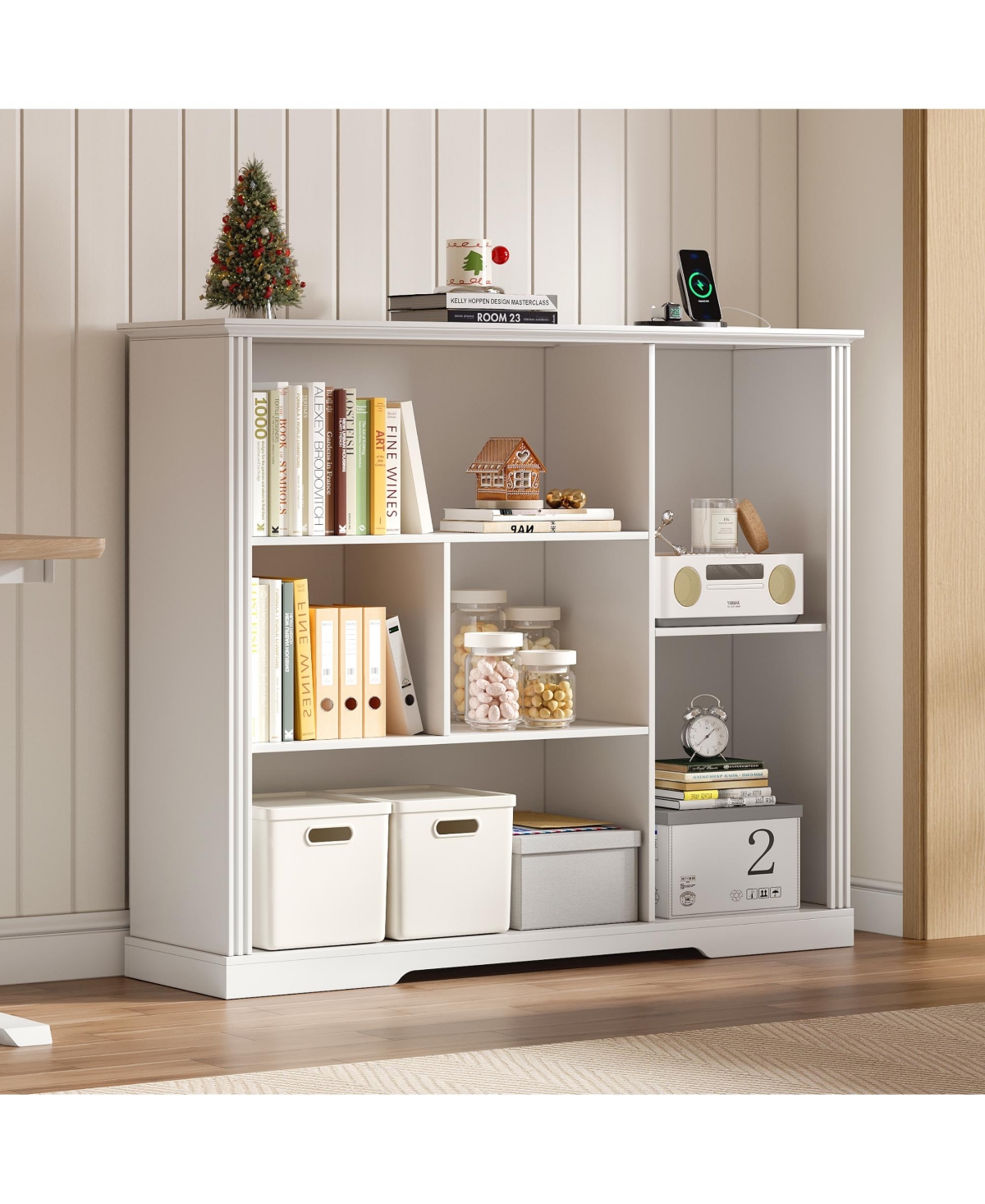 Click here for Vlsrka 6-Shelf Modern Bookcase With Tri-color Sens... prices