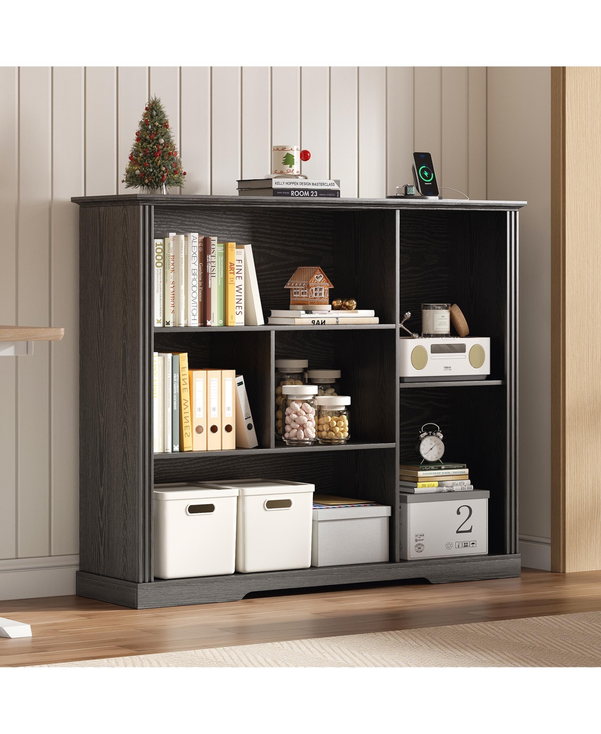 Click here for Vlsrka 6-Shelf Modern Bookcase With Tri-color Sens... prices