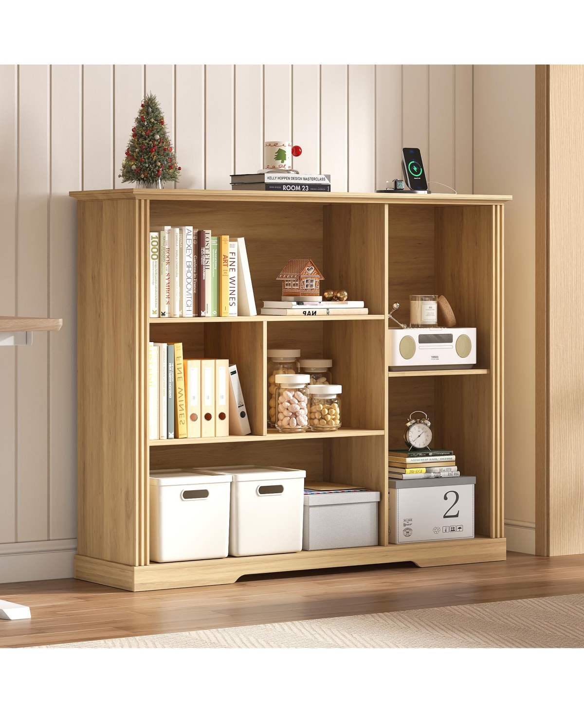 Click here for Vlsrka 6-Shelf Modern Bookcase With Tri-color Sens... prices