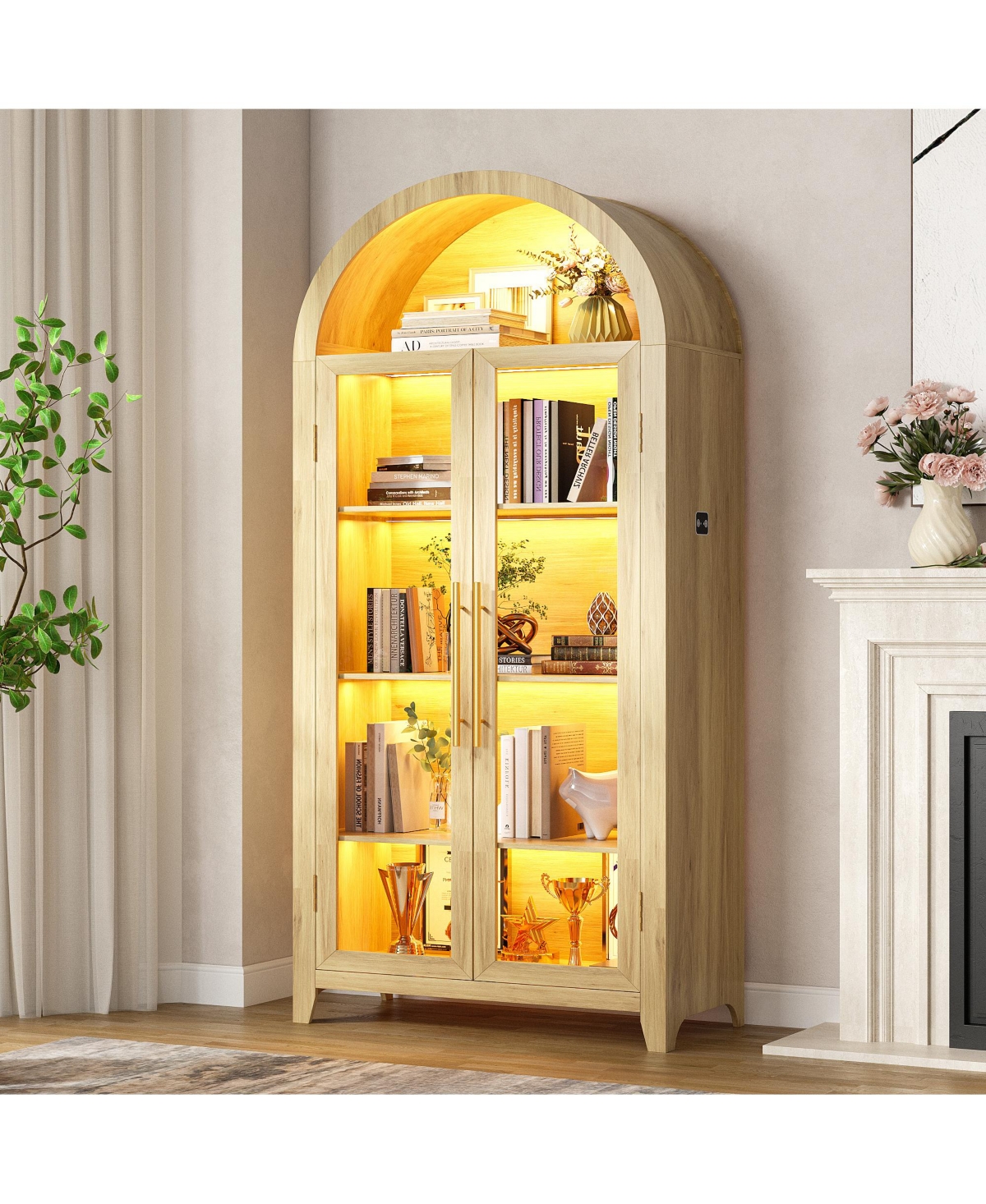 Click here for Vlsrka 71 Inch Arched Tall Cabinet with Led lights... prices