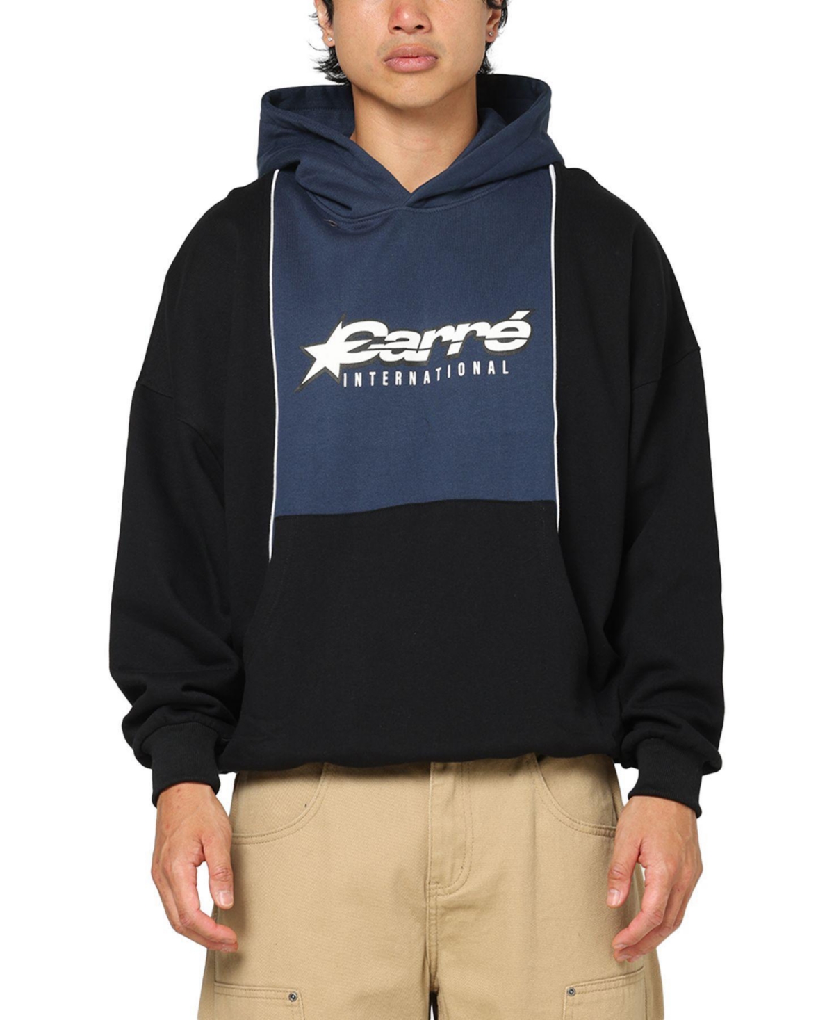 Click here for Carre Mens Piped Pullover Hoodie - Black prices
