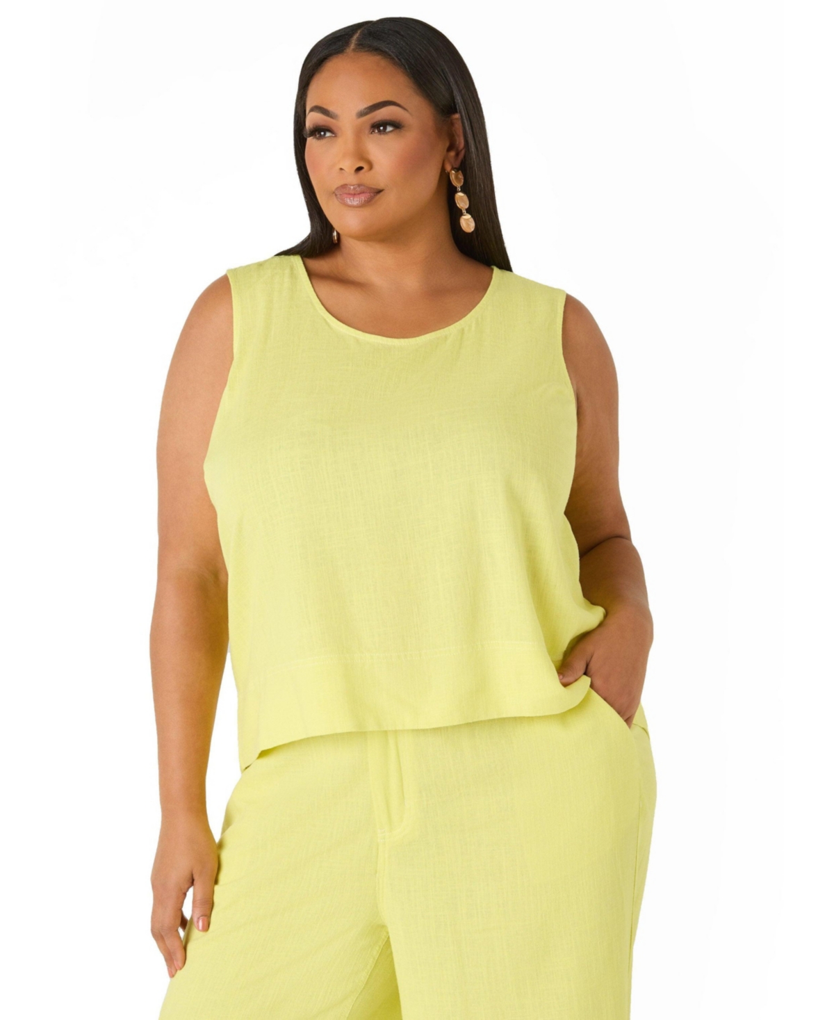Click here for Ashley Stewart Womens Plus Size Linen Blend Top -... prices