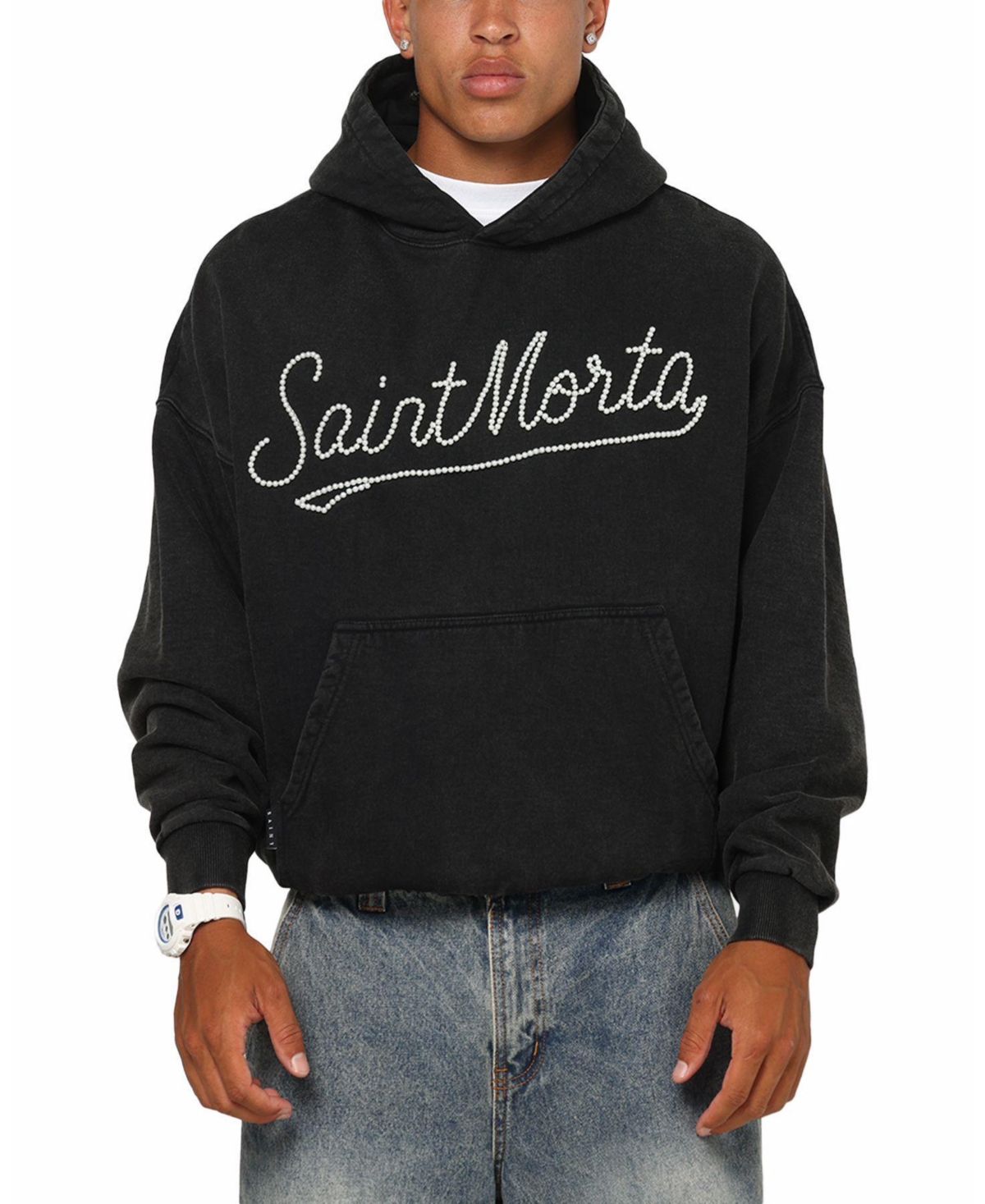 Click here for Saint Morta Mens Crested Wing Hoodie - Black prices