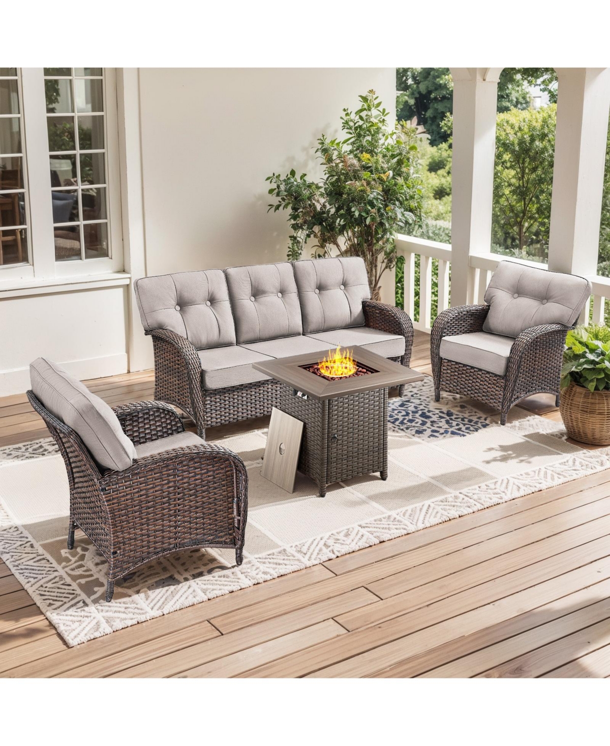 Click here for 4 Piece Wicker Outdoor Furniture Set with Square F... prices