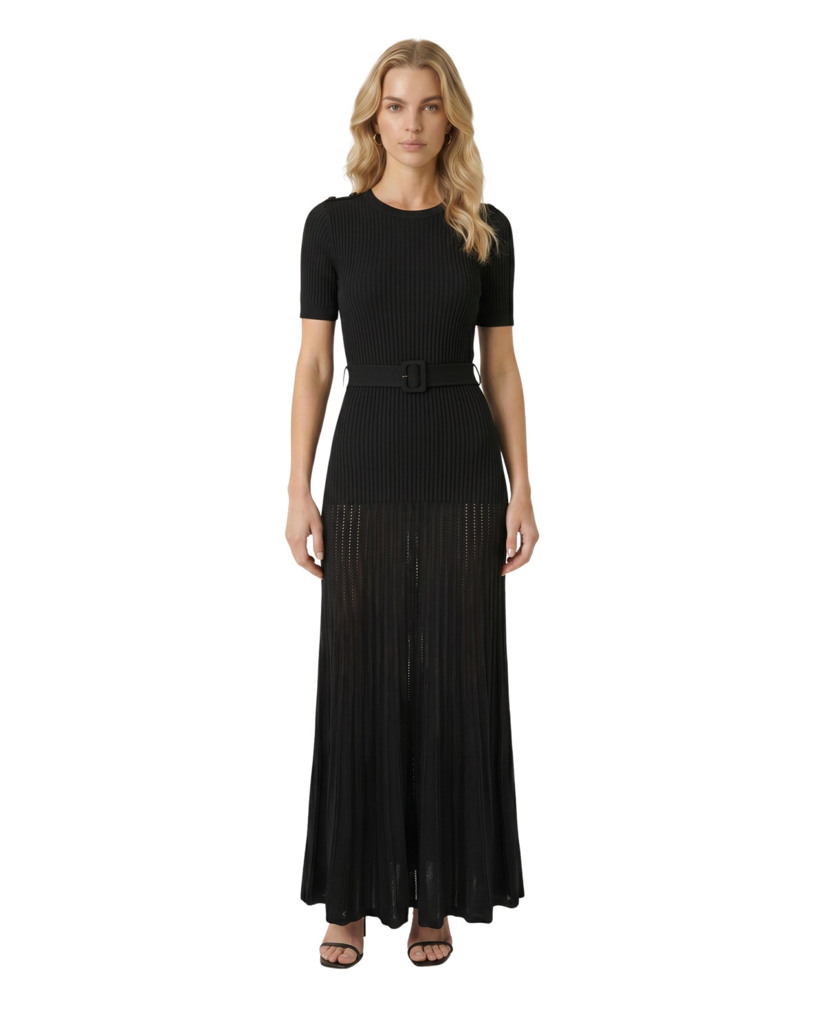 Click here for Modenaire Womens Ribbed Knit Belted Pleated Midi D... prices