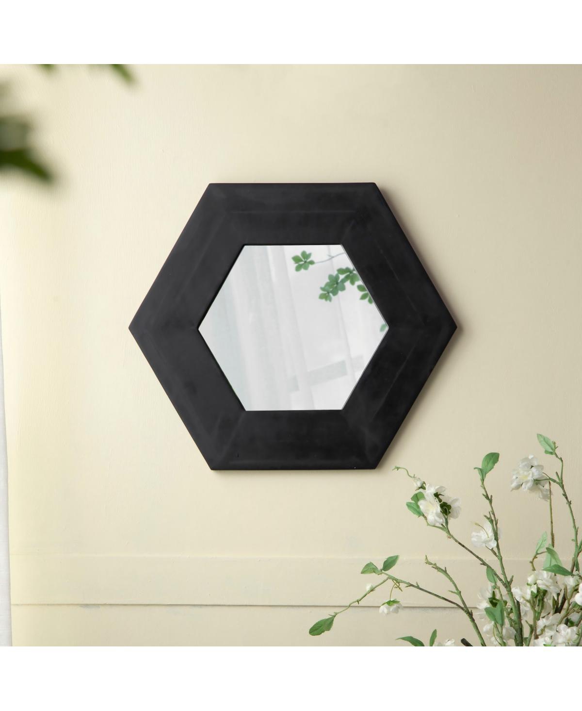 Click here for Laoties 18.5 Hexagon Wall Mirror  Geometric Teak W... prices