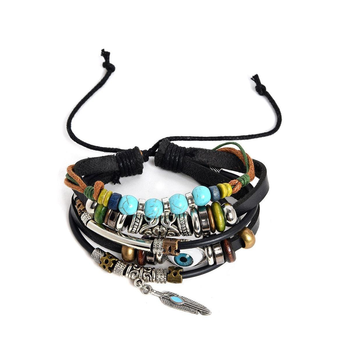 Click here for Sohi Womens Evil Eye Layered Bracelet - Black prices