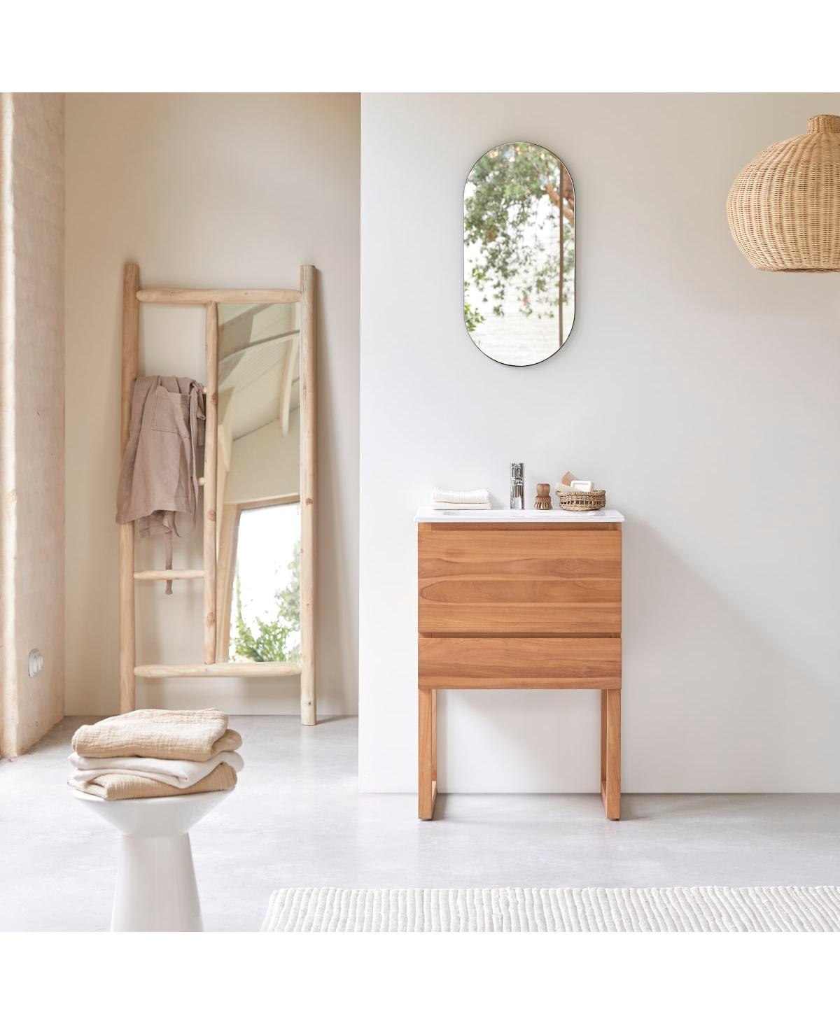 Click here for Tikamoon Edgar solid teak and ceramic bathroom cab... prices