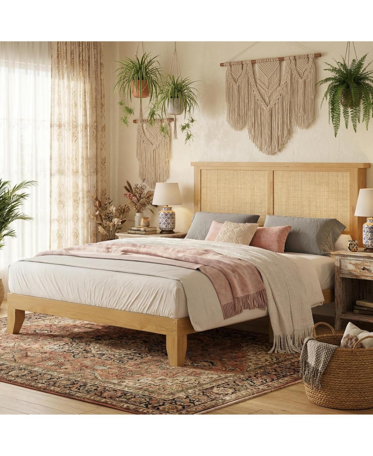 Click here for gaomon Rattan Bed Frame Size with Natural Rattan H... prices