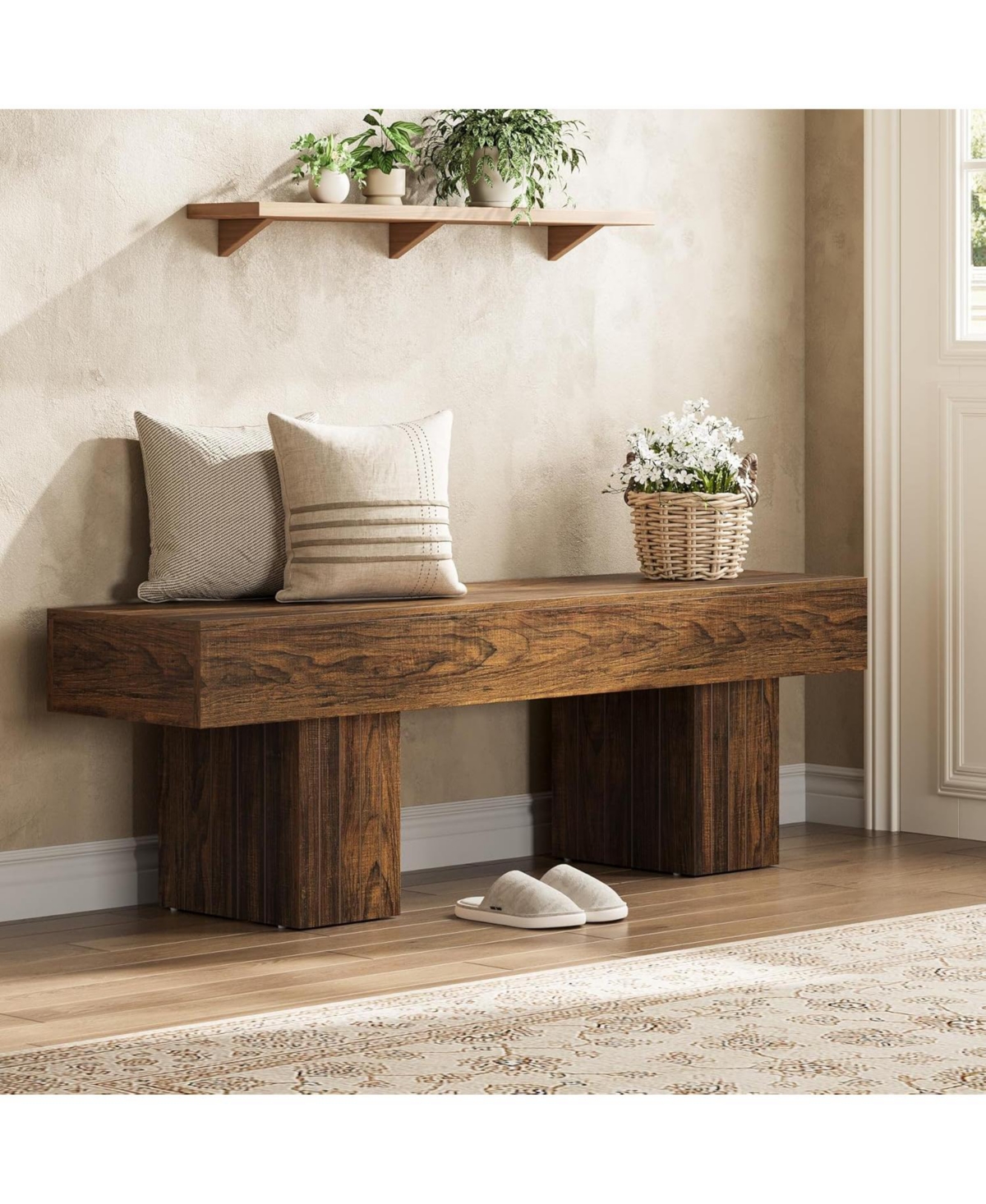 Click here for Tribesigns 55 Entryway Bench  Farmhouse Wood End o... prices