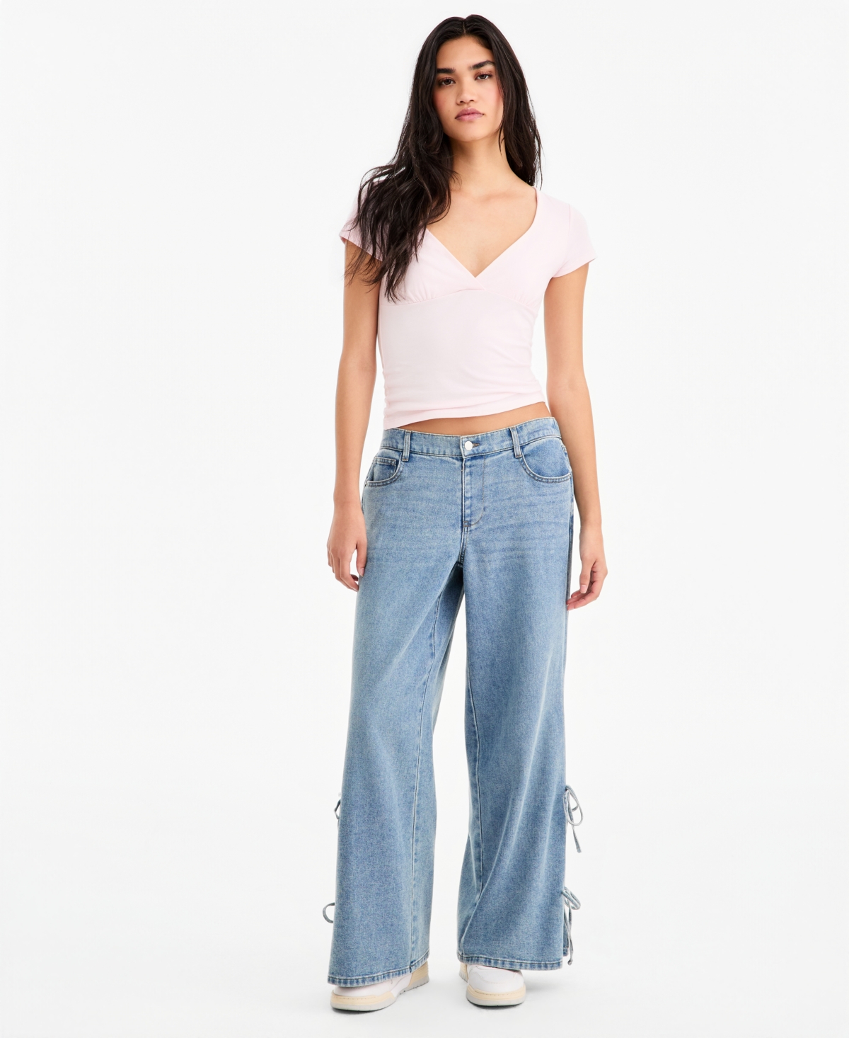 Click here for Vanilla Star Juniors Wide-Leg Elastic Back Side Ti... prices