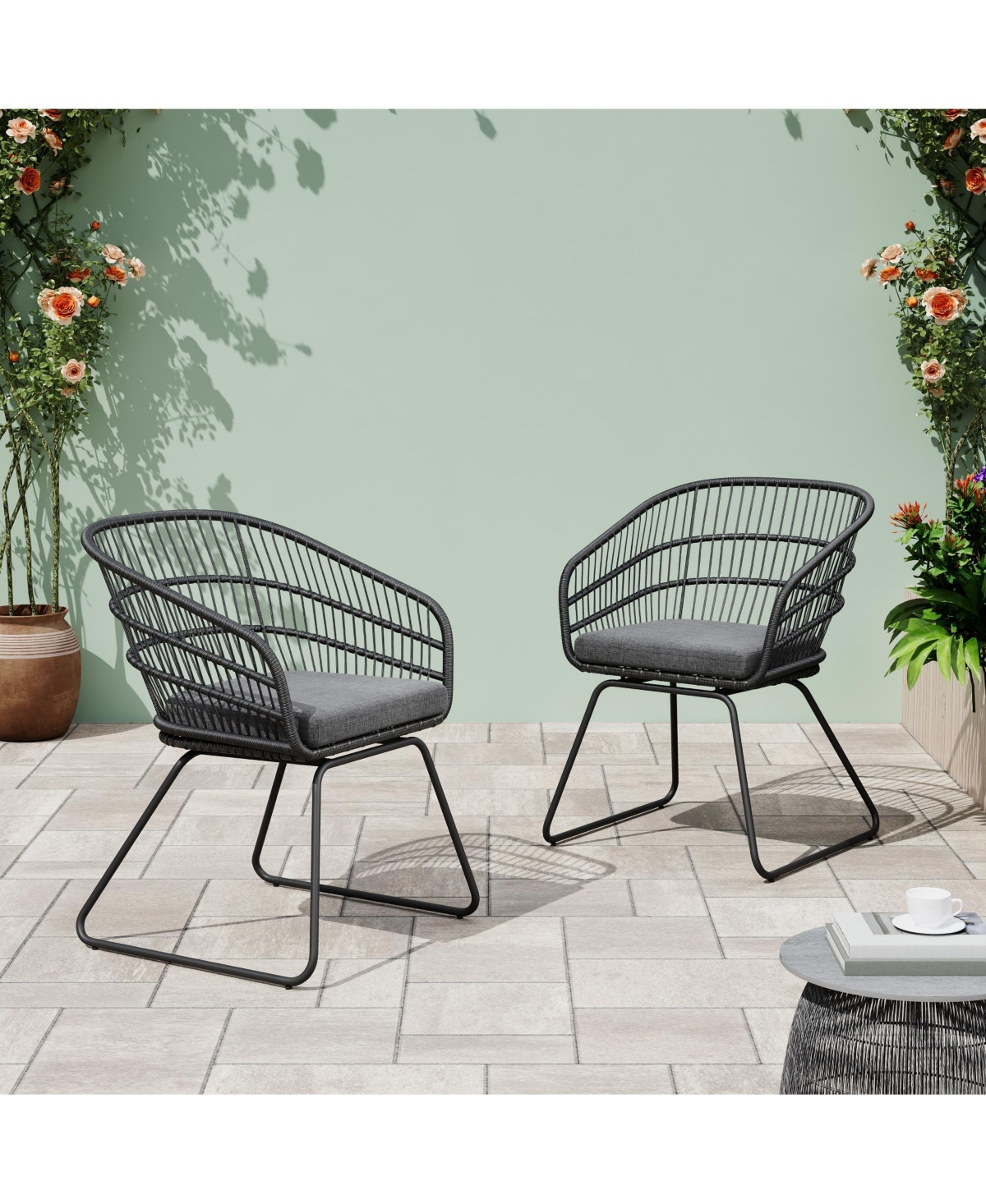 Click here for Clihome 2Pieces Outdoor Pe Rattan Dining Chair - C... prices