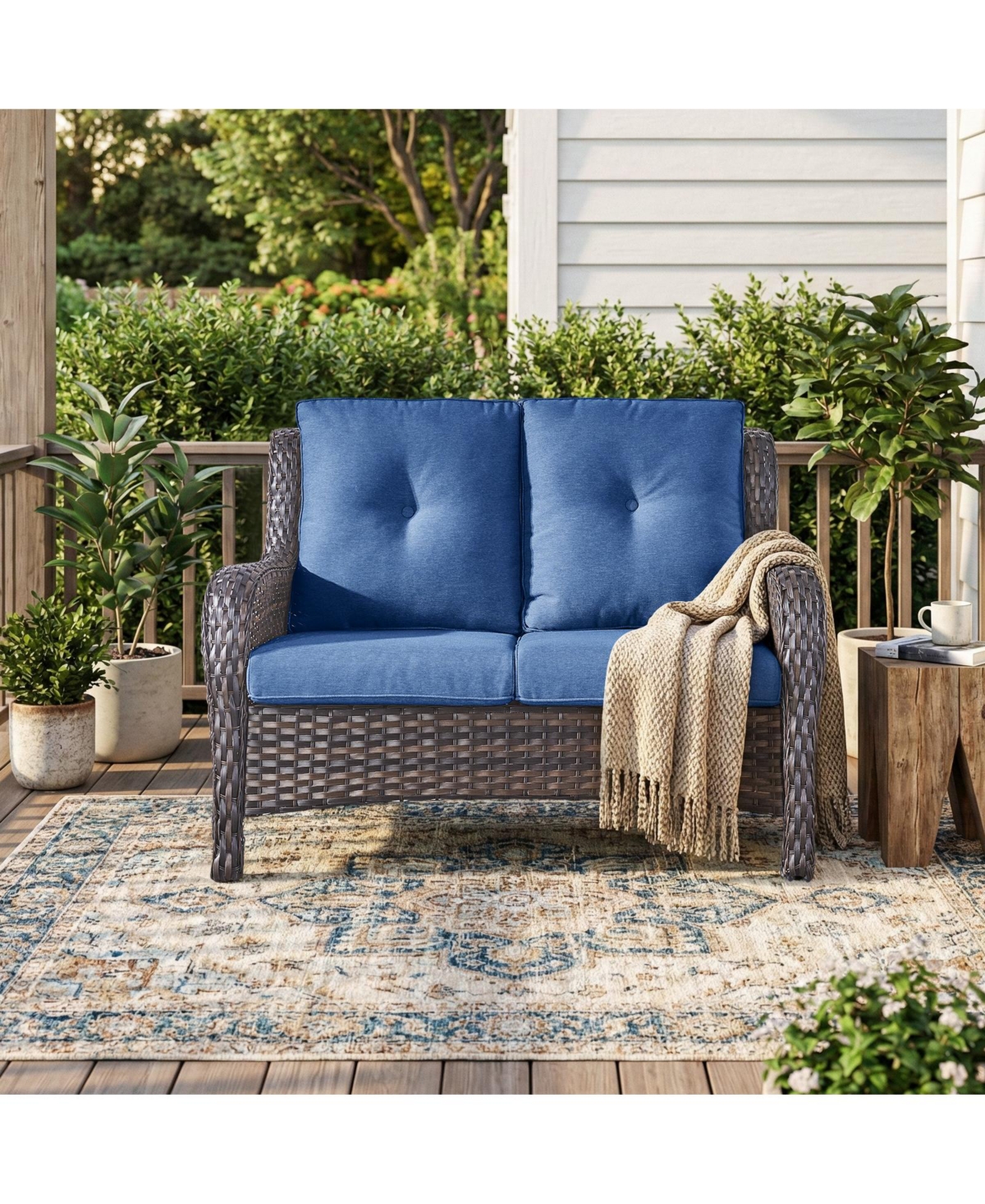 Click here for Pocassy Outdoor Wicker 2 Seater Sofa  All-Weather... prices
