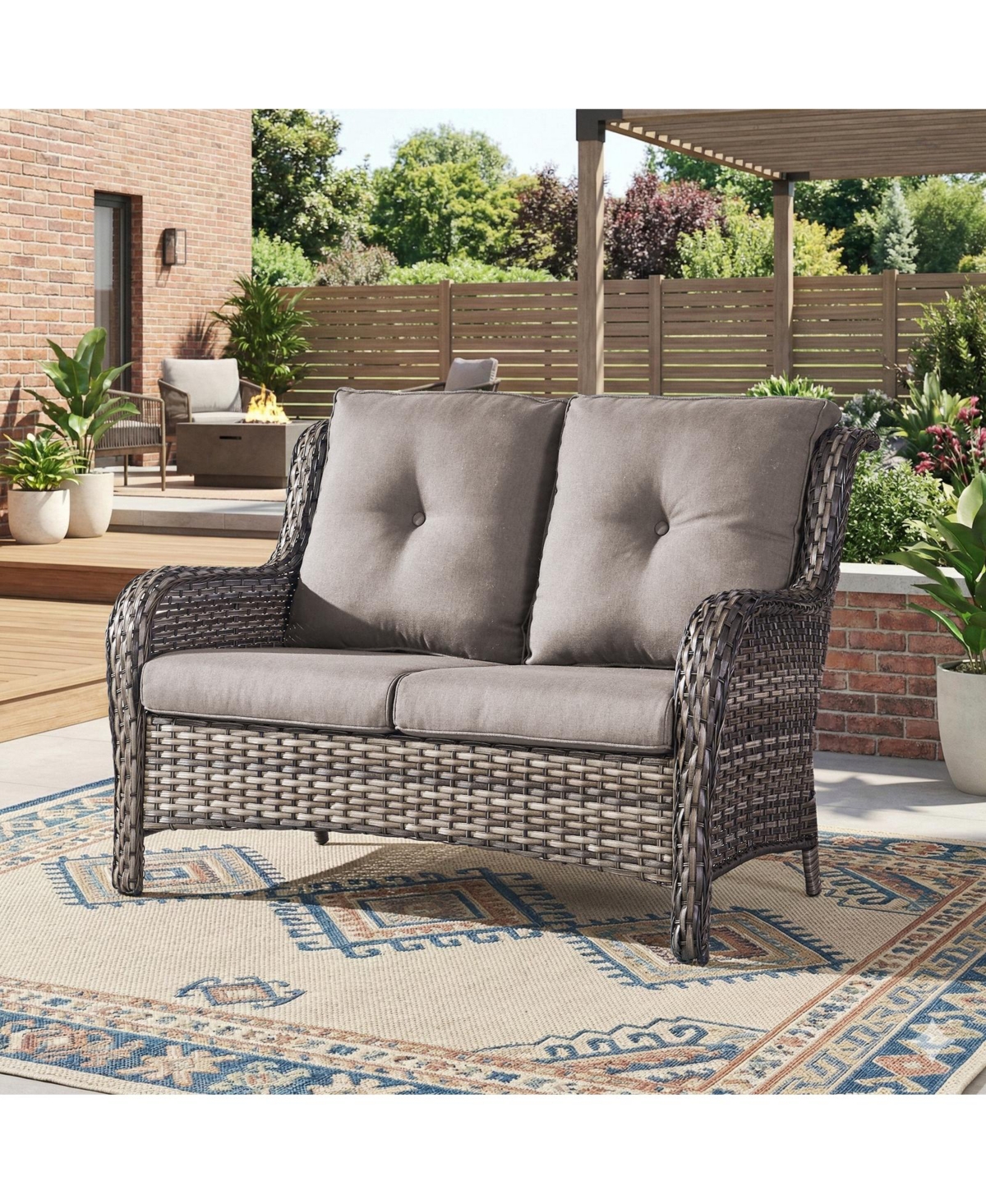 Click here for Pocassy Outdoor Wicker 2 Seater Sofa  All-Weather... prices
