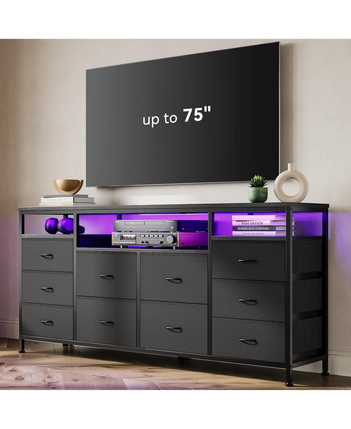 Click here for gaomon Dresser Tv Stand with 10 Fabric Drawers Bui... prices