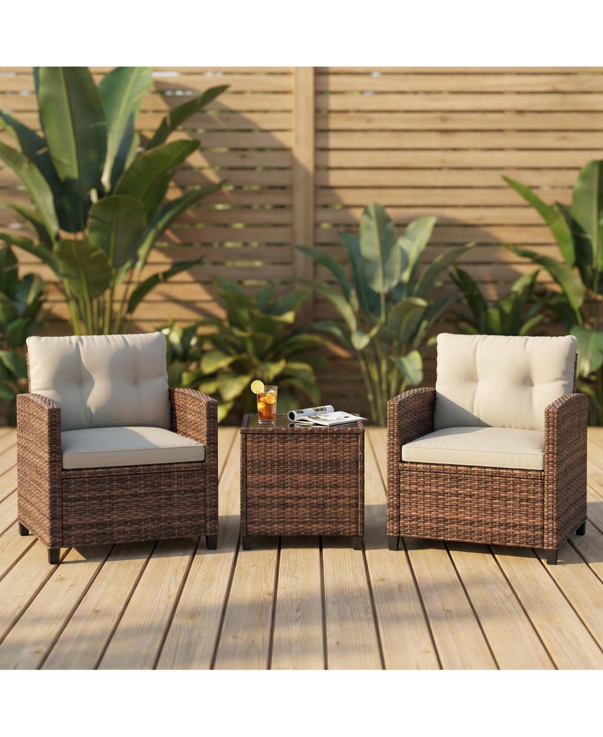 Click here for homfan Outdoor Wicker Patio Set with High-Back Cha... prices