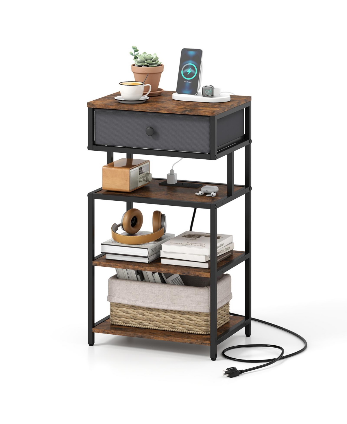 Click here for Gymax Nightstand w/ Charging Station 28 Inch Tall... prices