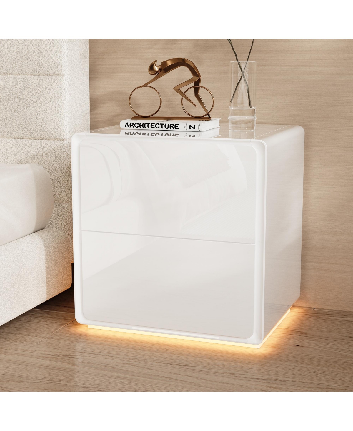Click here for Homsee Modern Nightstand with Storage - 20-Inch Gl... prices