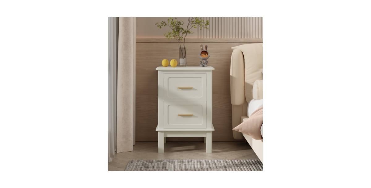 Click here for Lucky One 22.8W 2-Drawer Nightstand - Cream white prices