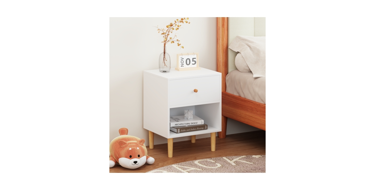 Click here for Lucky One 23.2W Mdf Wood Nightstand with Drawer an... prices