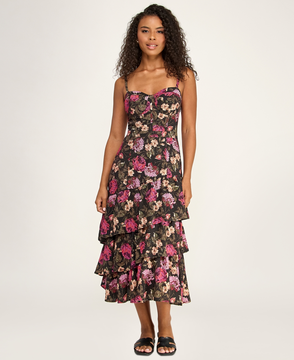 Click here for Katia Rae Juniors Floral Printed Sweetheart Neck M... prices