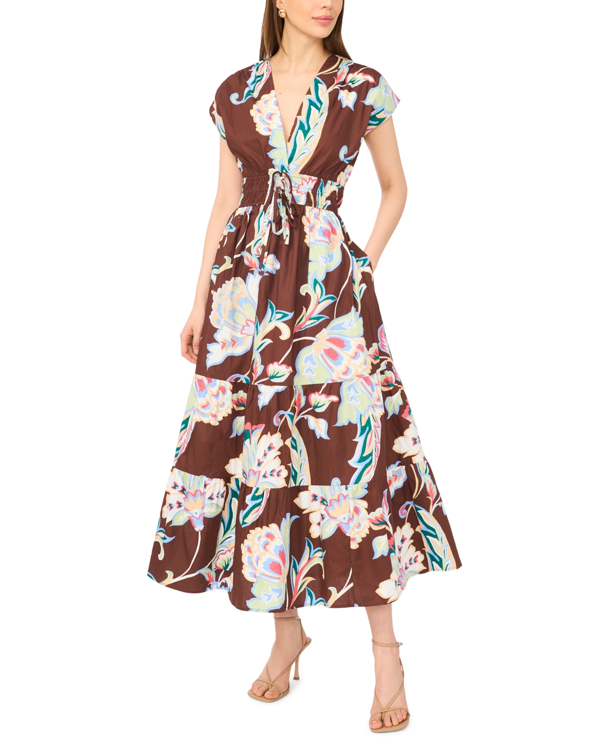 Click here for CeCe Womens V-Neck Maxi Dress - DEEP MAHOGANY prices