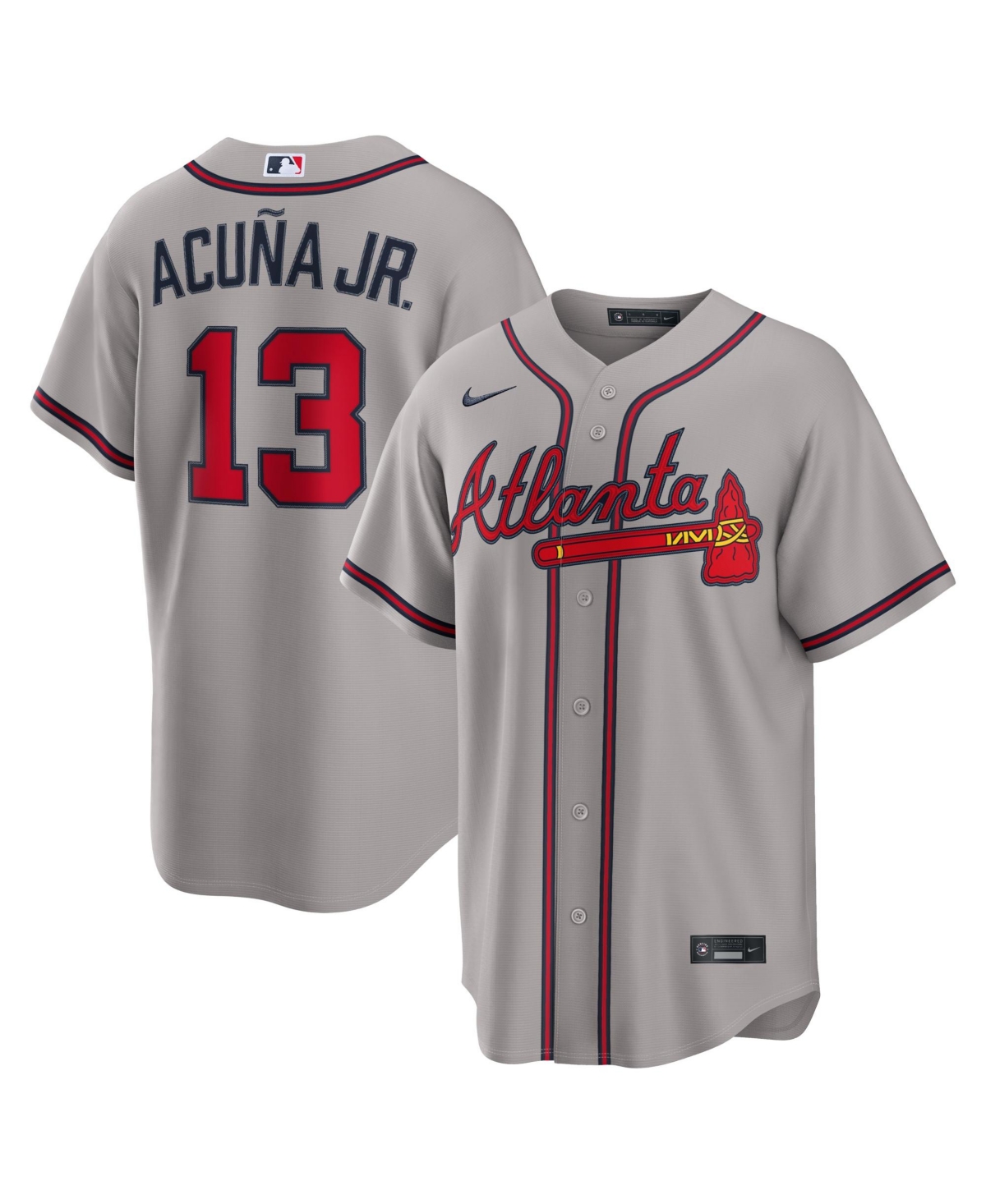 Click here for Nike Mens Ronald Acuna Jr. Gray Atlanta Braves Roa... prices