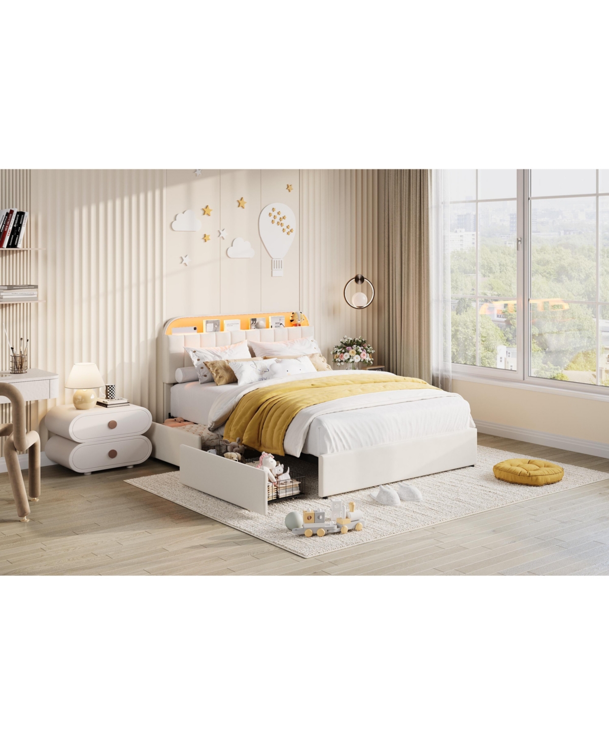 Click here for homfan Bed Frame with 2 Flexible Drawers  Velvet U... prices