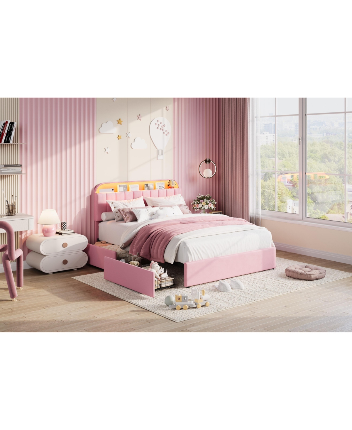 Click here for homfan Bed Frame with 2 Flexible Drawers  Velvet U... prices