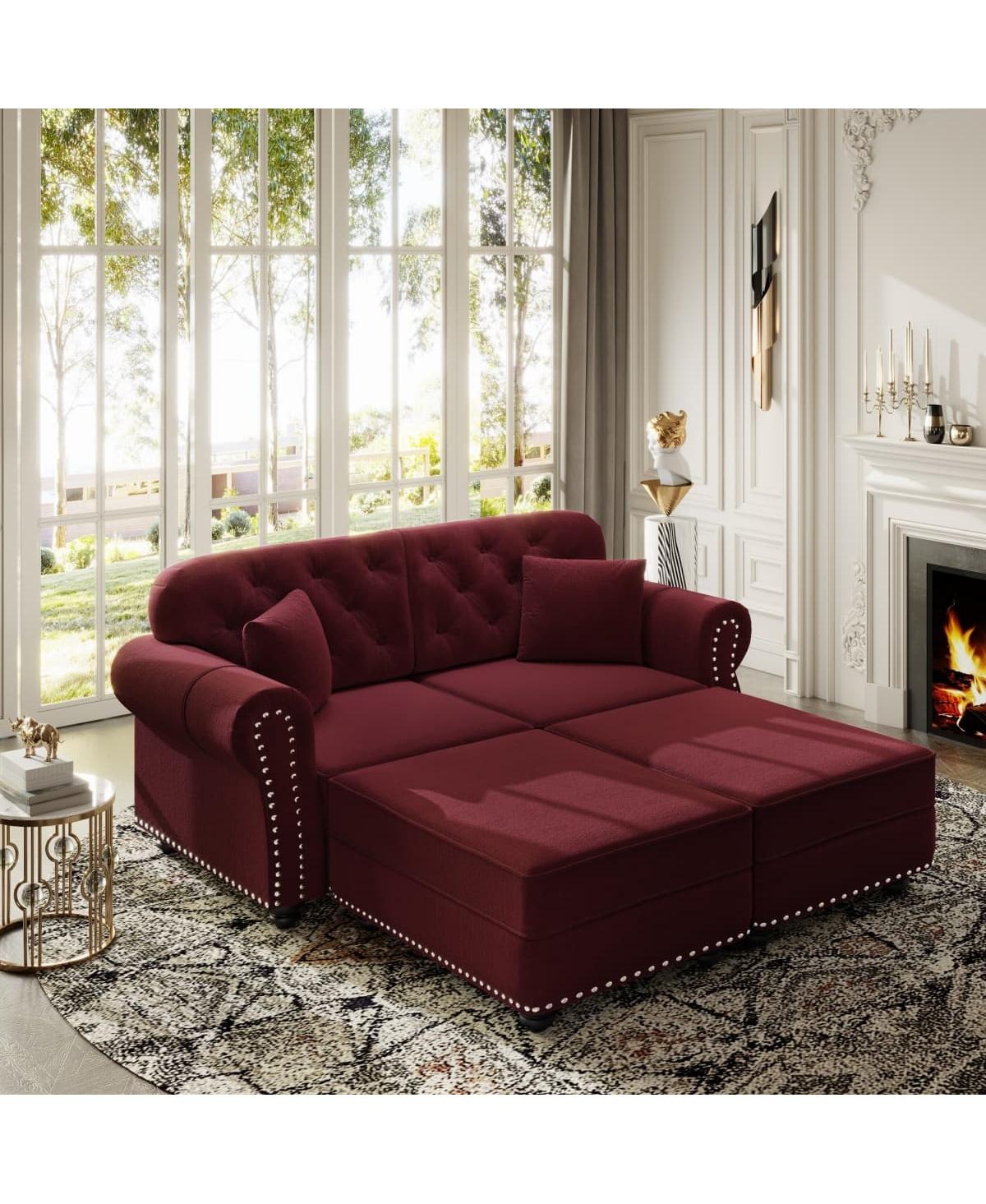 Click here for Maison Boucle 63 Velvet Loveseat Set with 2 Ottoma... prices