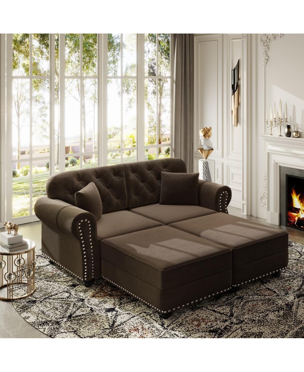 Click here for Maison Boucle 63 Velvet Loveseat Set with 2 Ottoma... prices